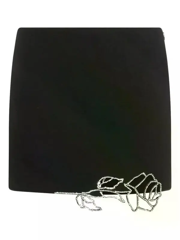 Blumarine Mini Skirt With Crystal-rose Embellishment