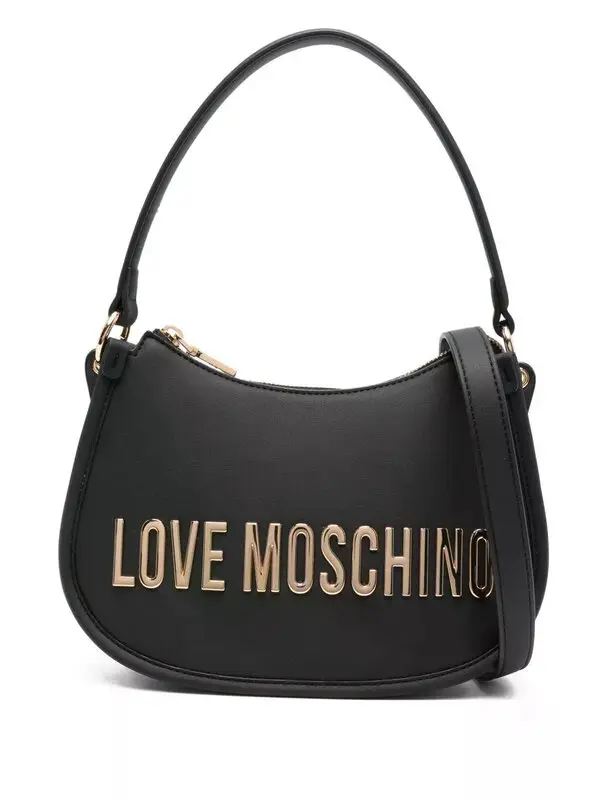 Moschino Logo-plaque Curved Shoulder Bag - Black