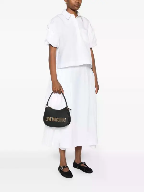 Moschino Logo-plaque Curved Shoulder Bag - Black