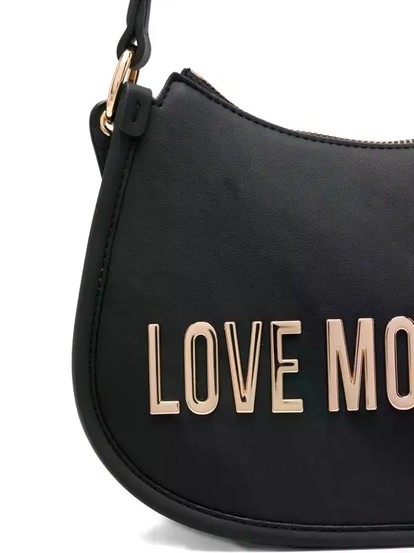 Moschino Logo-plaque Curved Shoulder Bag - Black