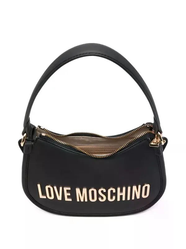 Moschino Logo-plaque Curved Shoulder Bag - Black