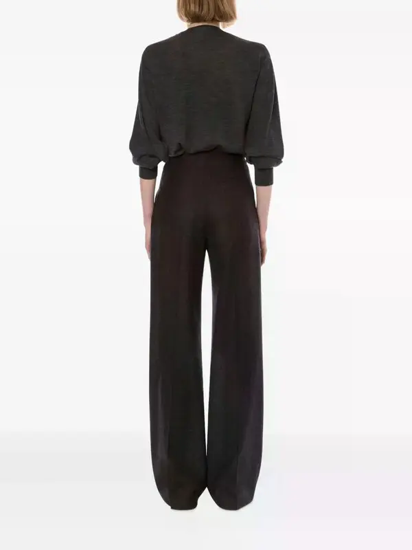 Alberta Ferretti Virgin-wool High-waisted Trousers - Grey