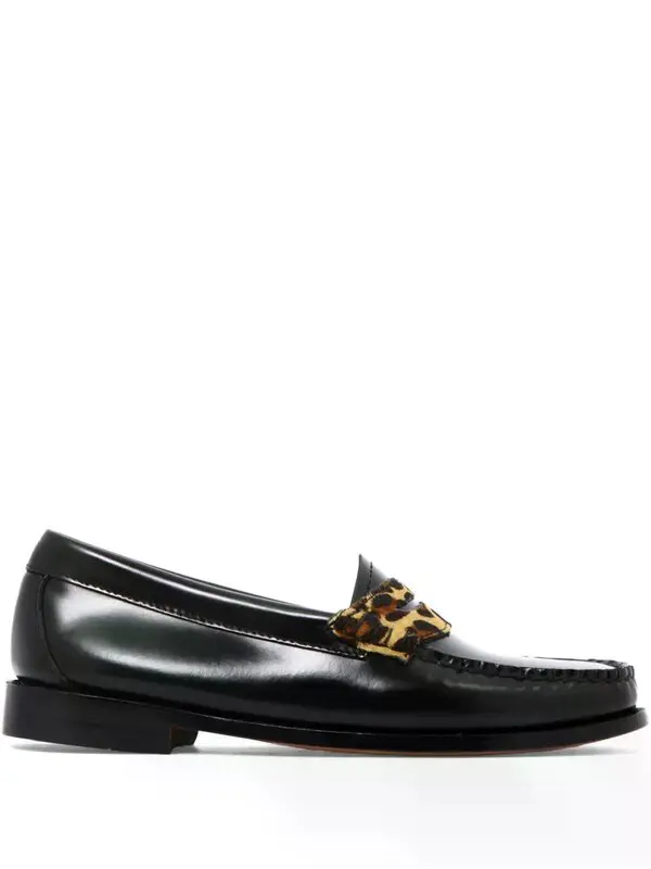 G.H.BASS Leopard-print Strap Loafers
