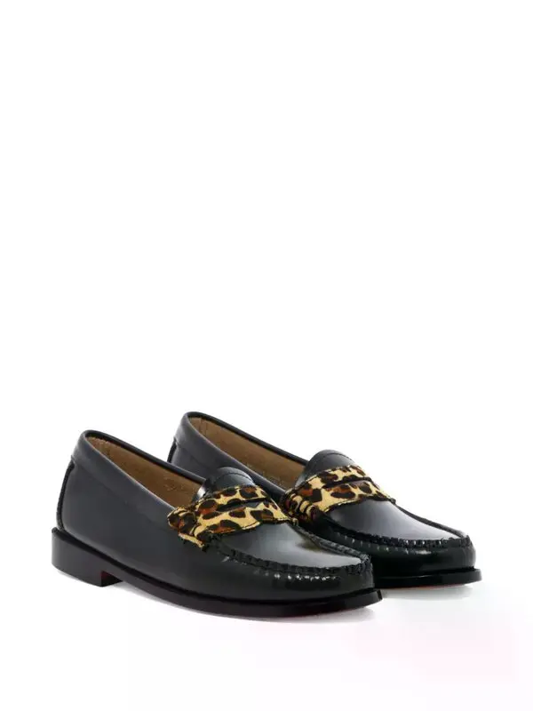 G.H.BASS Leopard-print Strap Loafers