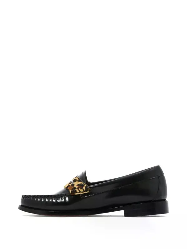 G.H.BASS Leopard-print Strap Loafers