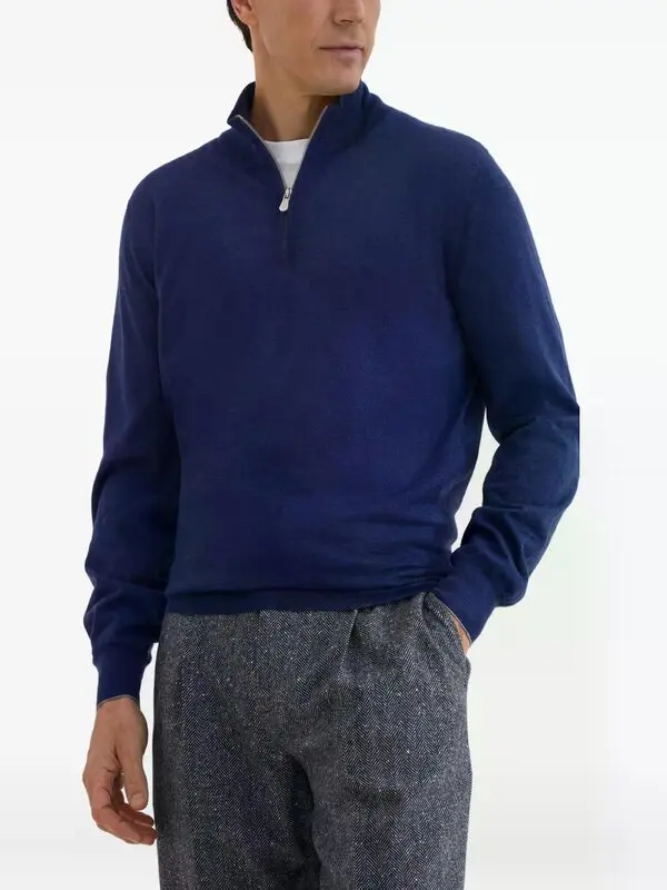 Brunello Cucinelli High-neck Zip-up Sweater - Blue