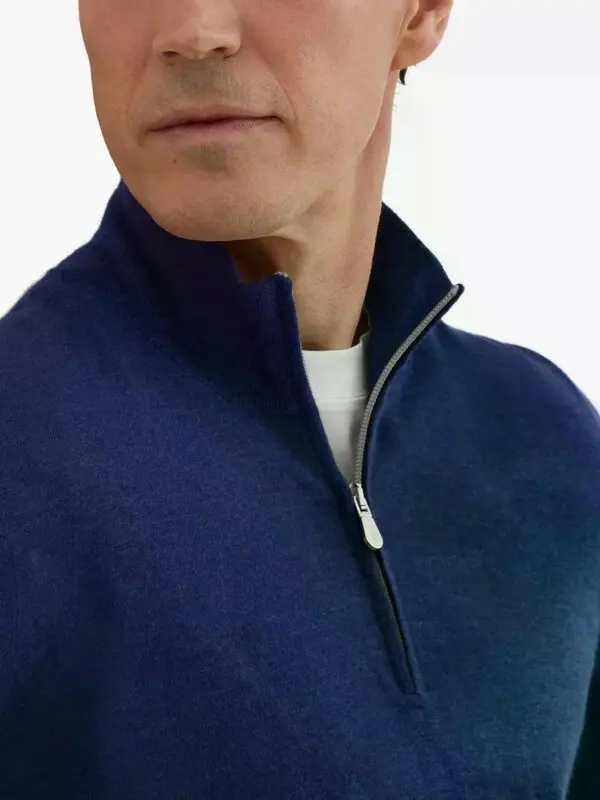 Brunello Cucinelli High-neck Zip-up Sweater - Blue