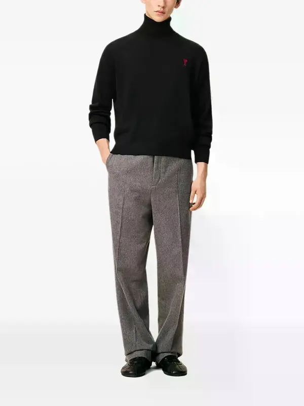 Ami Wool De Coeur Turtle Neck Sweater - Black