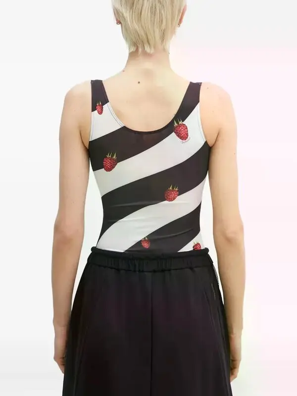 Fiorucci Raspberry-print Striped Bodysuit