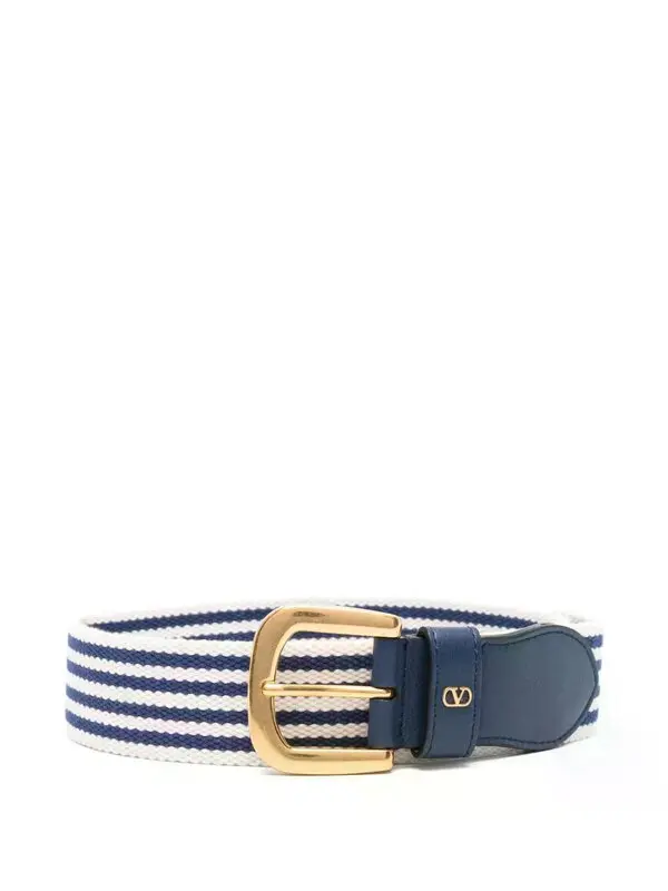 Valentino Garavani Striped Leather Belt - White
