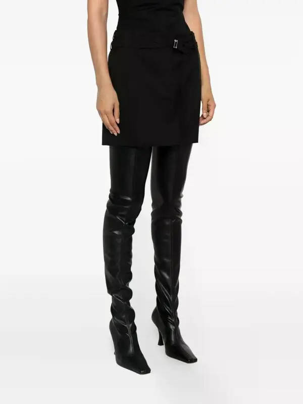 Sportmax Belted Wool Mini Skirt With Pockets