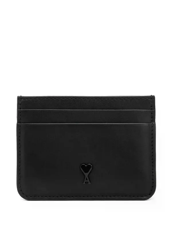 AMI Paris De Coeur Leather Cardholder - Black