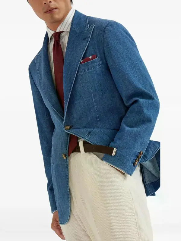 Brunello Cucinelli Three-button Patch-pocket Blazer - Blue