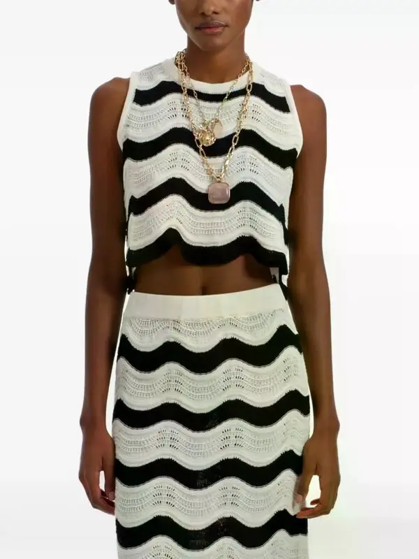 La DoubleJ Wave-pattern Knitted Top