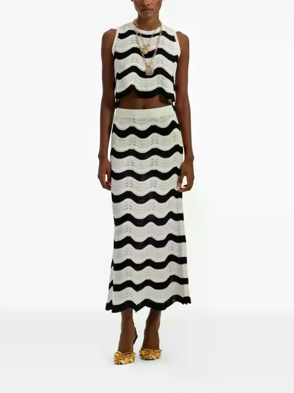 La DoubleJ Wave-pattern Knitted Top