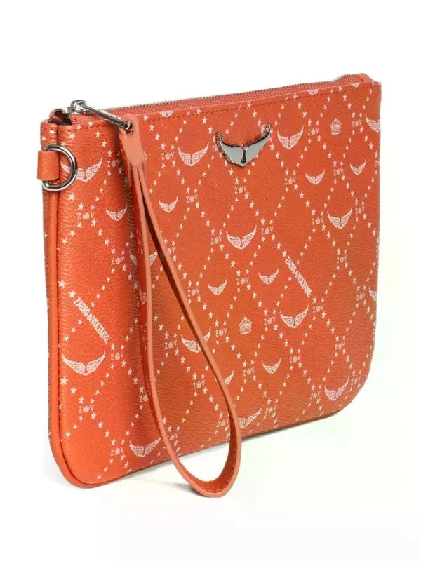 Zadig&Voltaire Monogram Clutch With Signature Wings Logo - Orange