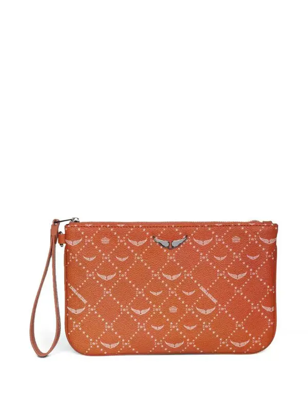 Zadig&Voltaire Monogram Clutch With Signature Wings Logo - Orange