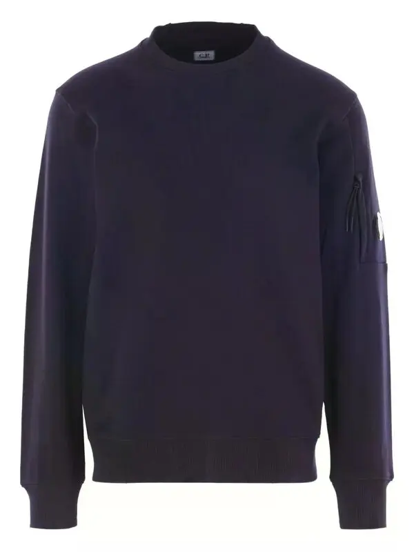 C.P. COMPANY Diagonal Raised Fleece Crewneck Lens Sweatshirt - Blue