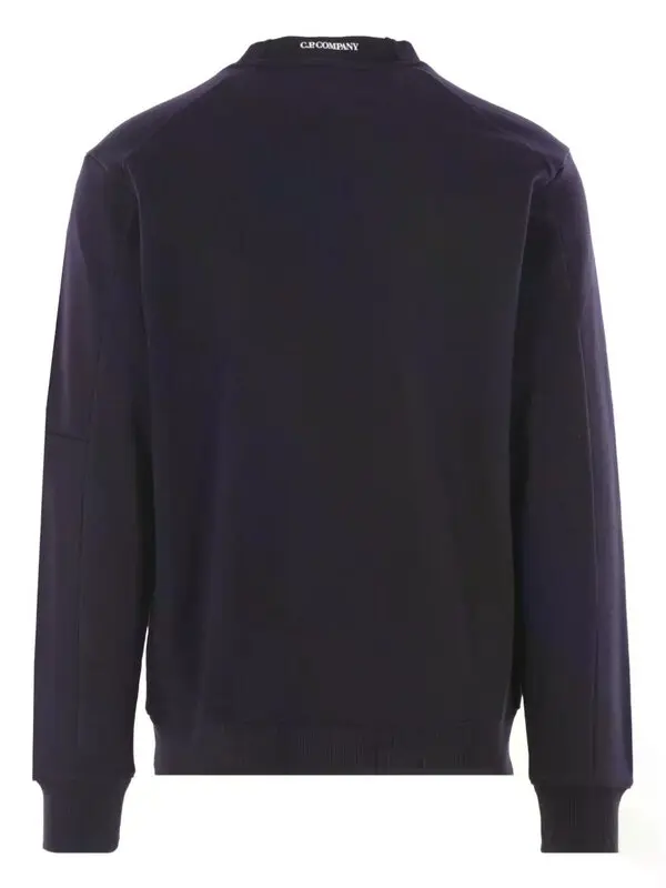 C.P. COMPANY Diagonal Raised Fleece Crewneck Lens Sweatshirt - Blue