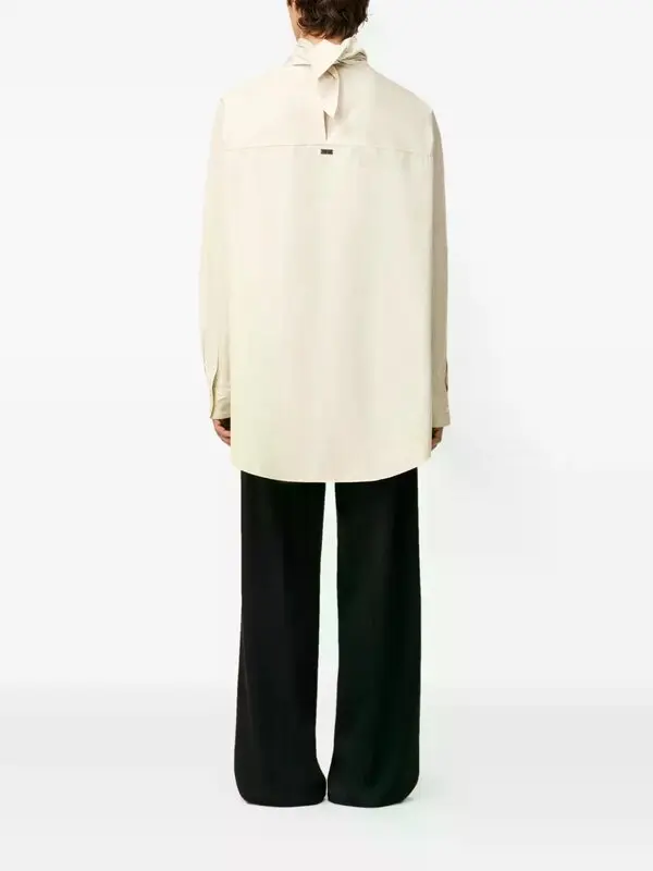 AMI Paris Long-sleeved Bandana Cotton Blouse - Neutrals