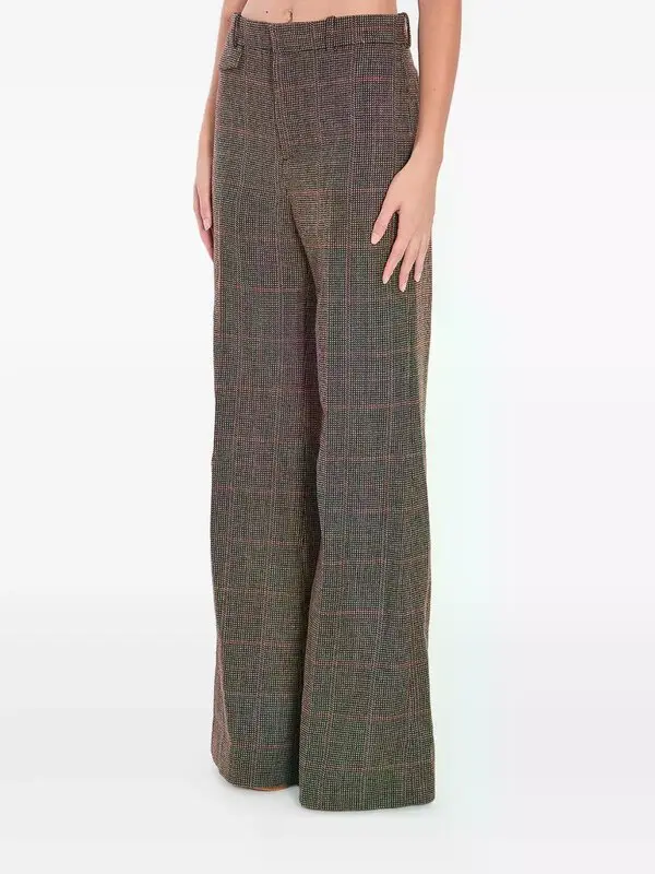 Chloé Tailored Checked Wool Trousers - Brown