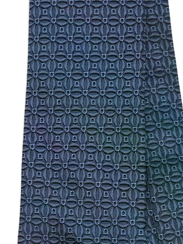 FERRAGAMO Gancini-print Silk Tie - Blue