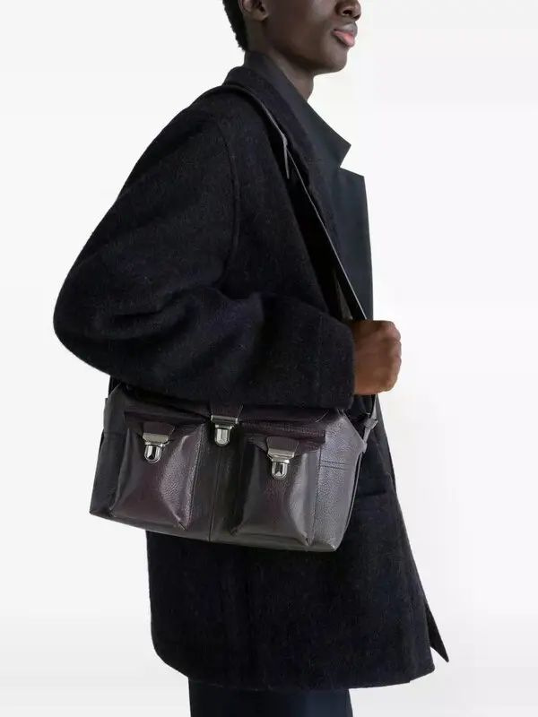 LEMAIRE Medium Gear Leather Shoulder Bag - Black