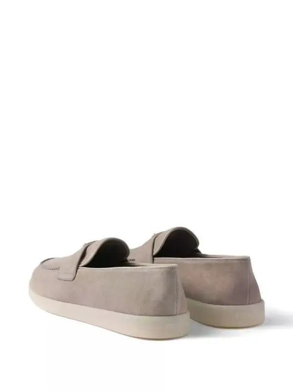 Prada Triangle-logo Suede Loafers - Grey
