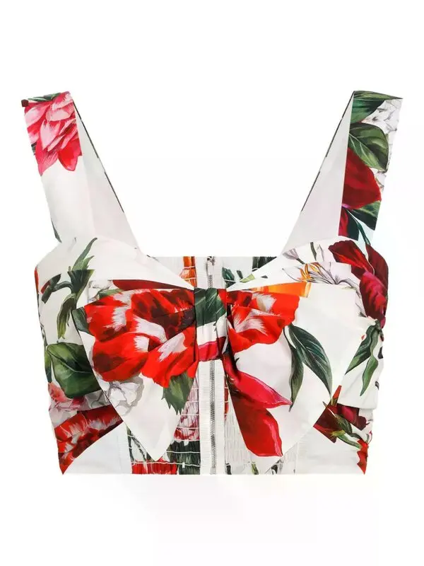 Dolce & Gabbana Flower-print Poplin Top - White