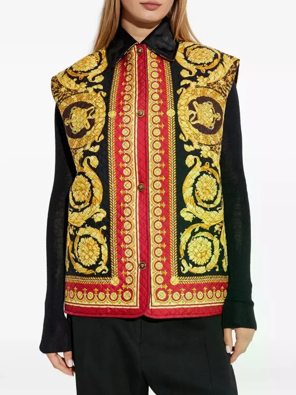 Versace Baroque-print Quilted Vest