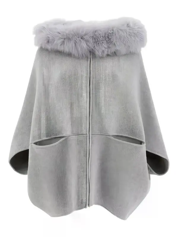 GIOVI Fur-trimmed Wool-cashmere Blend Zip-front Cape