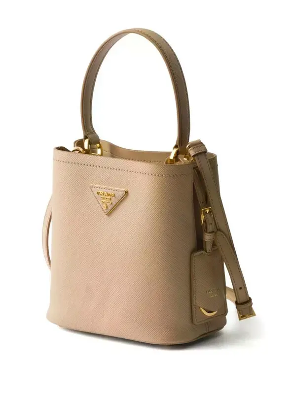 Prada Panier Mini Saffiano Leather Bag - Neutrals