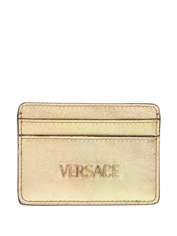 Versace Metallic Logo-embossed Cardholder - Gold