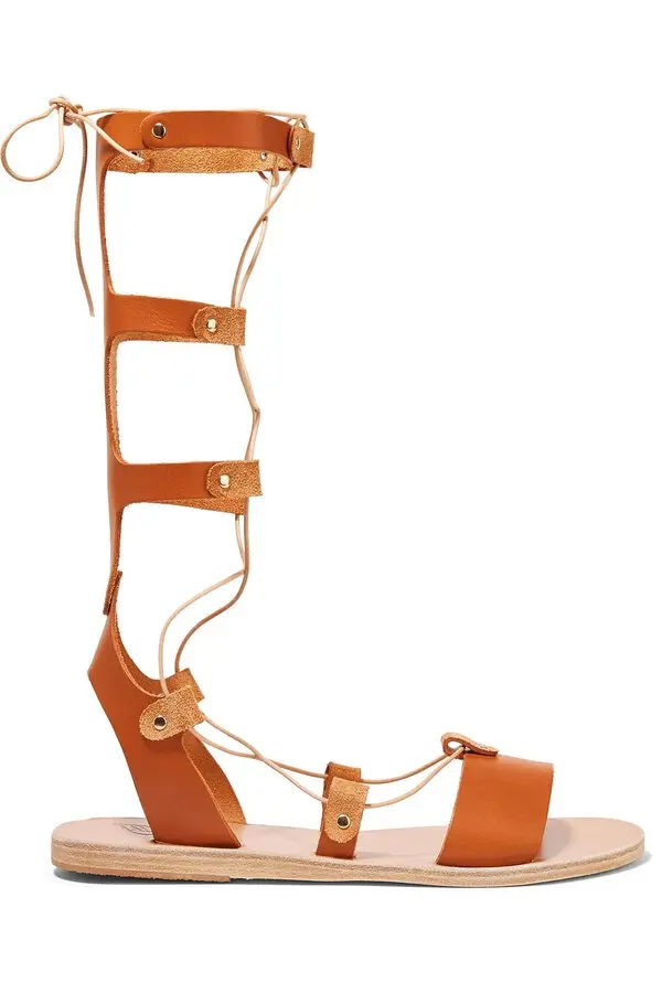 ANCIENT GREEK SANDALS Thebes Lace-up Leather Sandals - Tan