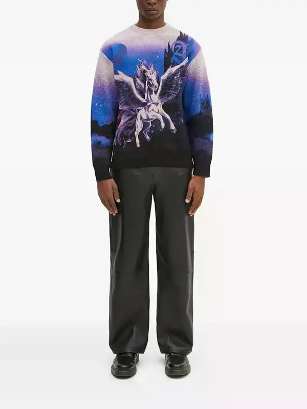 Aries Pegasus-print Crew-neck Sweater
