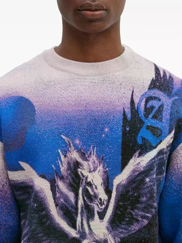Aries Pegasus-print Crew-neck Sweater