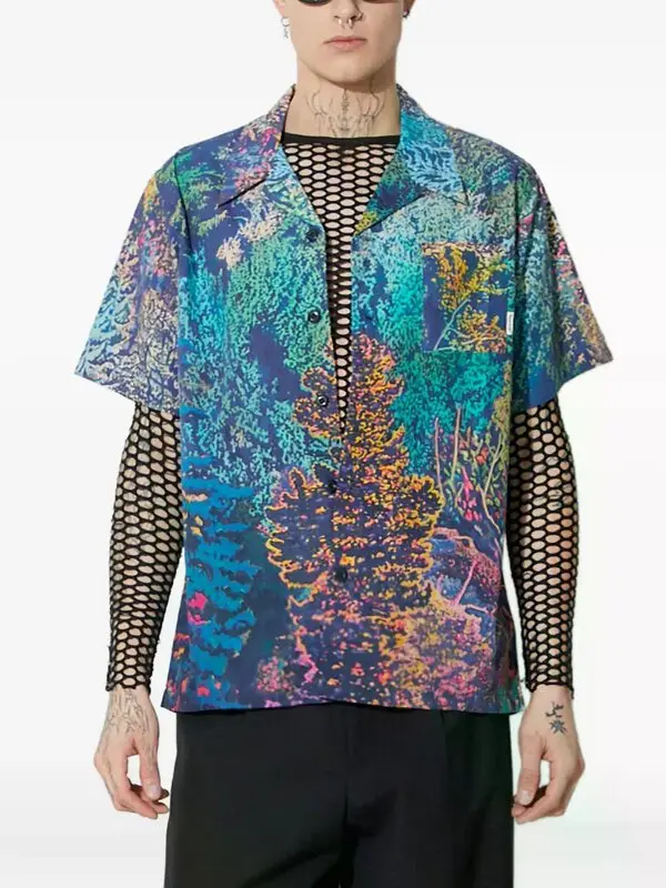 BILLIONAIRE BOYS CLUB Reef-print Short-sleeve Shirt