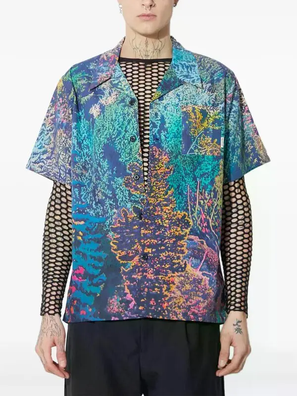BILLIONAIRE BOYS CLUB Reef-print Short-sleeve Shirt