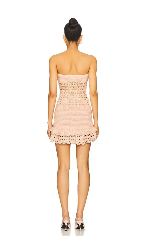 Retrofete Vali Crochet Pearl Embellished Mini Dress - Peach