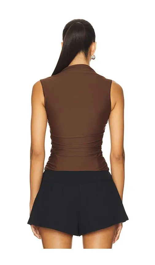 Amanda Uprichard X Revolve Short Sleeve Momo Top - Chocolate