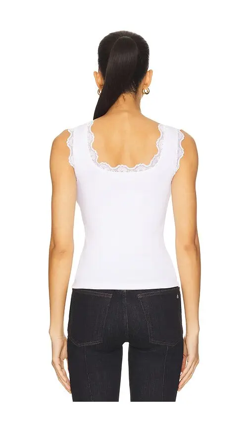 Lna Cassidy Lace Trimmed Ribbed Tank - White