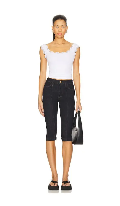 Lna Cassidy Lace Trimmed Ribbed Tank - White