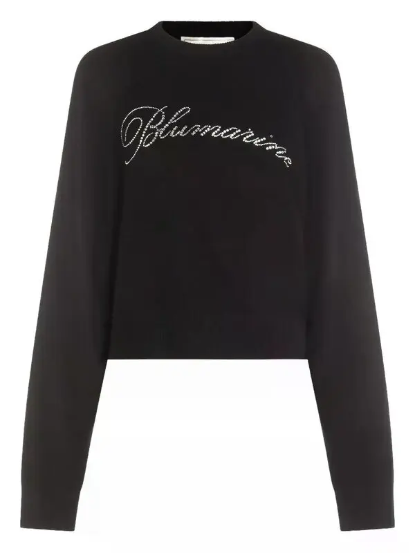 Blumarine Crystal-embellished Wool Sweater - Black