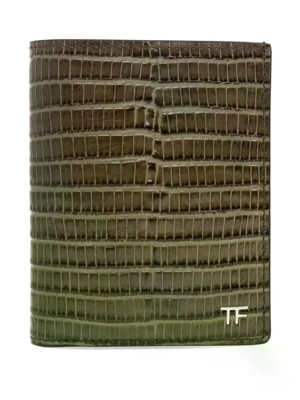 TOM FORD Embossed Leather Wallet - Green