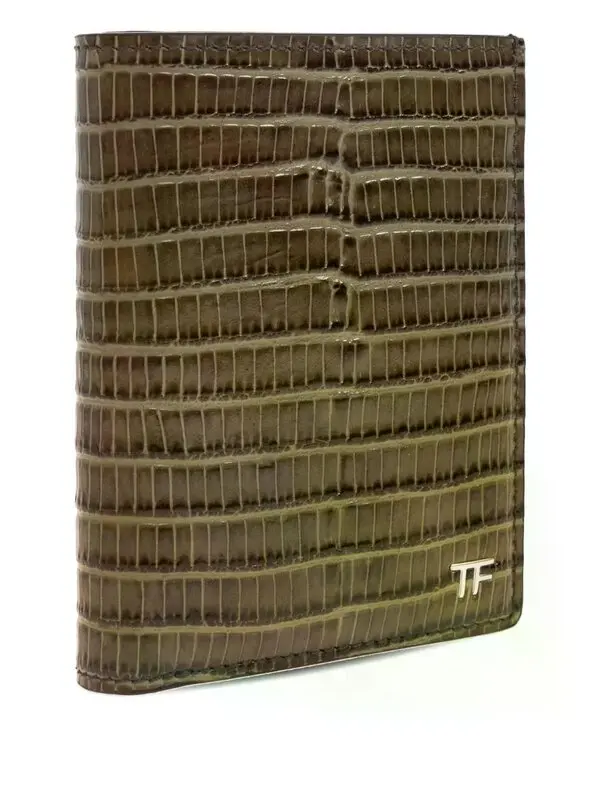 TOM FORD Embossed Leather Wallet - Green