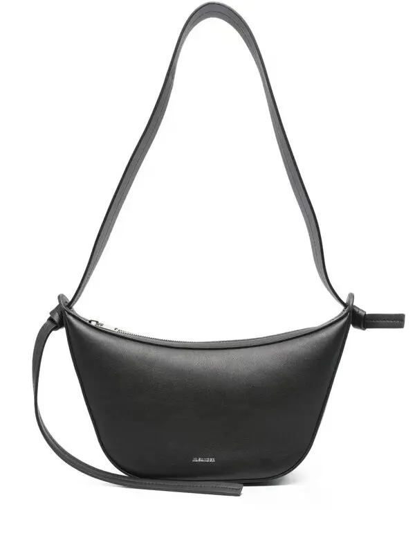 JIL SANDER Curved Knotted Shoulder Bag - Black