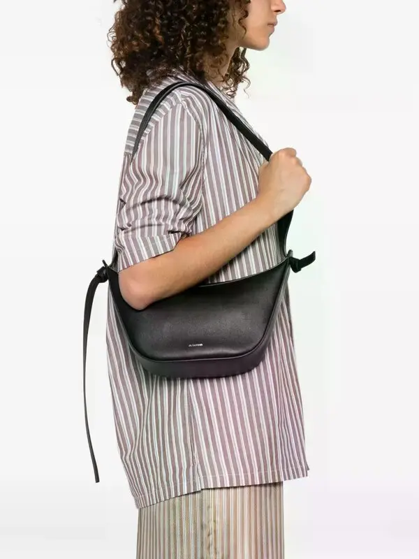 JIL SANDER Curved Knotted Shoulder Bag - Black