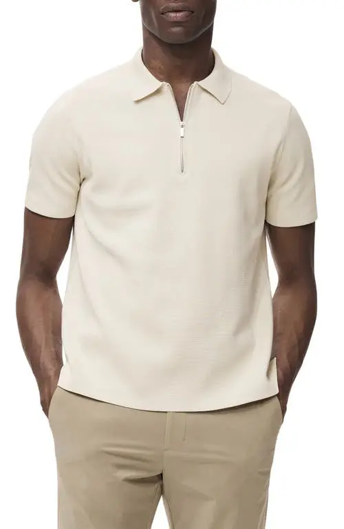 Mango Coolmax® Fine Knit Quarter Zip Polo - Beige