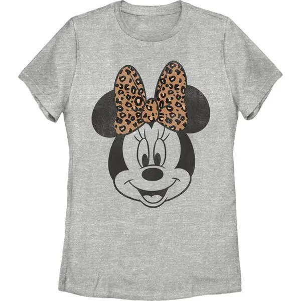 MICKEY & FRIENDS Minnie Mouse Cheetah Print Bow Graphic T-shirt - Athletic Heather