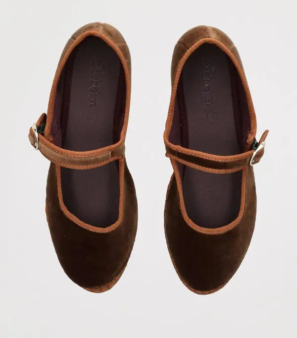 FLABELUS Velvet Mary Janes - Brown